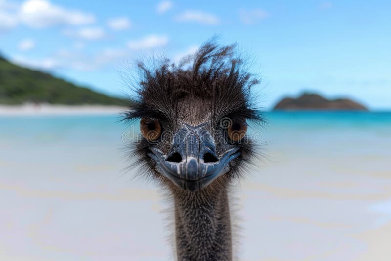 Close-up of an Emu with a Curious Expression on a Beach Stock ...