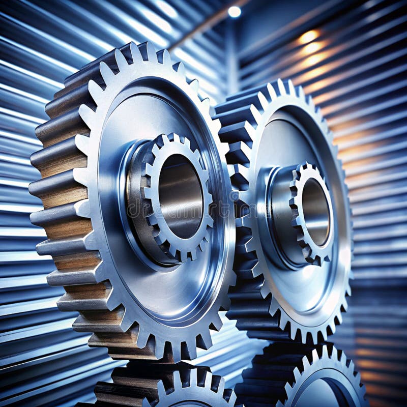 Close-Up of Engaged Gears with Metallic Teeth Stock Illustration ...