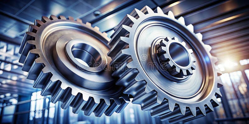 Close-Up of Engaged Gears with Metallic Teeth Stock Illustration ...