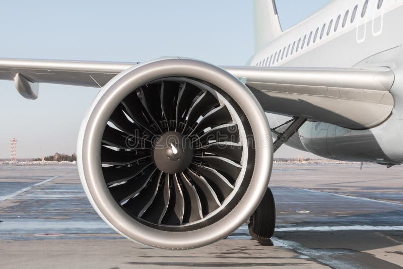Close-up of Engine of Big Passenger Airliner Stock Photo - Image of ...