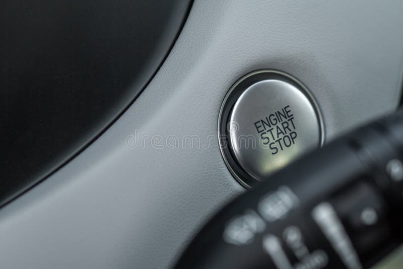 Close Up Engine Car Start Stop Button. Stock Image - Image of close ...