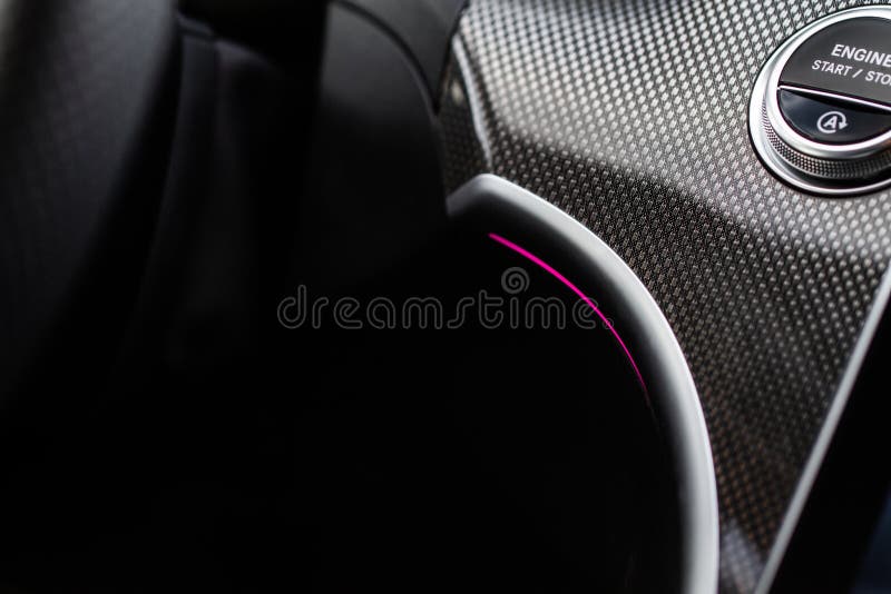 Close Up Engine Car Start Stop Button. Stock Image - Image of closeup ...