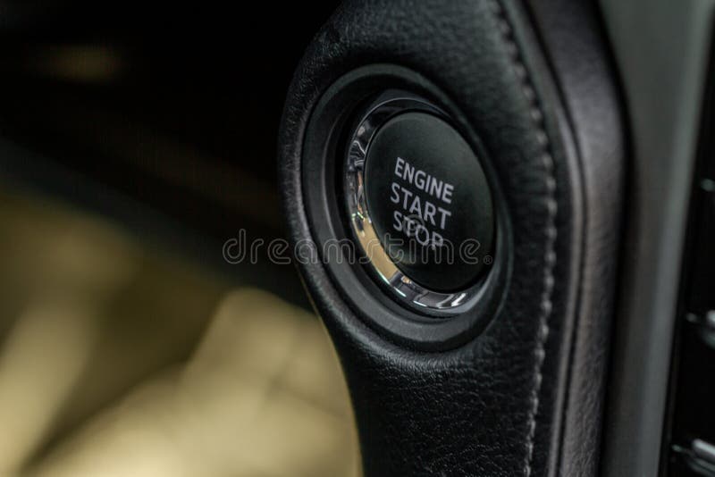 Close Up Engine Car Start Stop Button. Stock Image - Image of dashboard ...