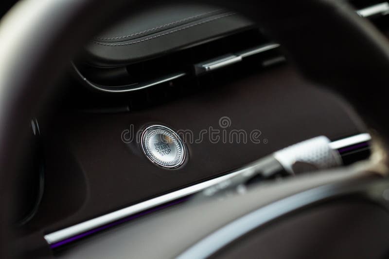 Close Up Engine Car Start Stop Button Stock Photo - Image of icon ...