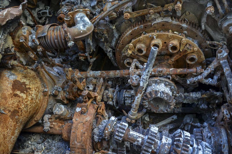 Close-up of the Engine of a Destroyed Russian BMD-2 Airborne Fighting ...
