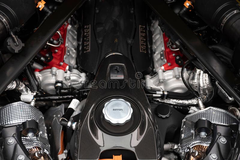 Engine of a Ferrari 456 with an Open Hood Editorial Stock Image - Image ...