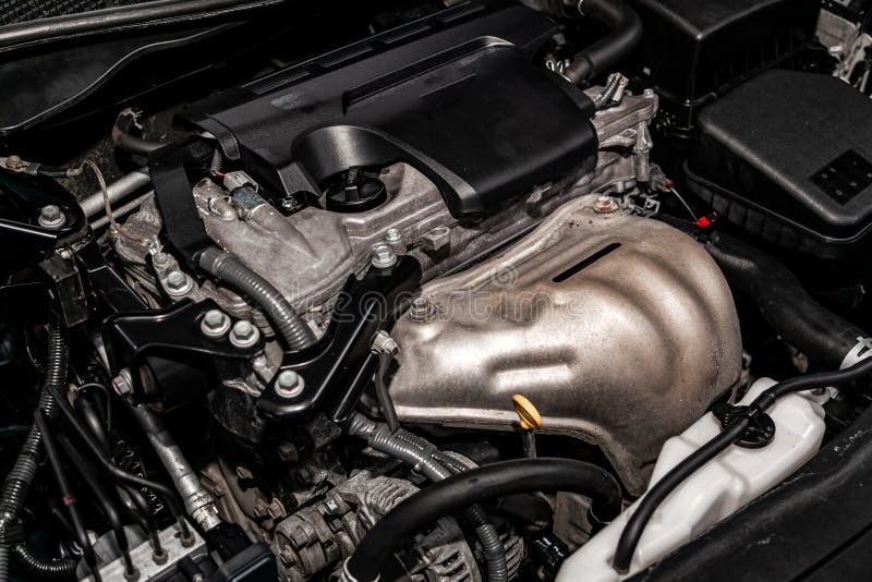Close-up of the Engine, Front View. Internal Combustion Engine, Car ...