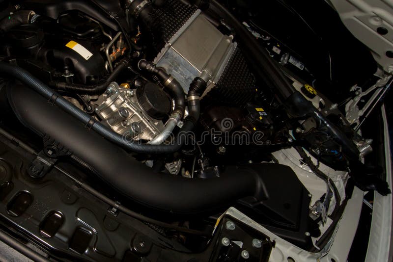 Close Up Of The Engine. Internal Combustion Engine Front View Built In ...