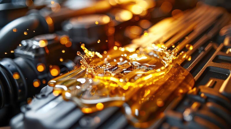 Close-up of Engine Oil Splashing on a Car Engine Component Stock ...