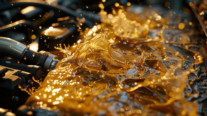 Close-up of Engine Oil Splashing, Highlighting Fluid Dynamics and ...