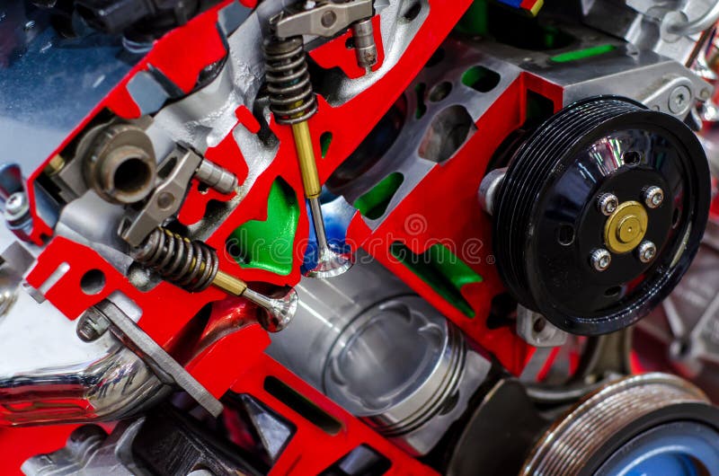 Close-up of Engine Piston and Cylinder Cross Section Stock Photo ...