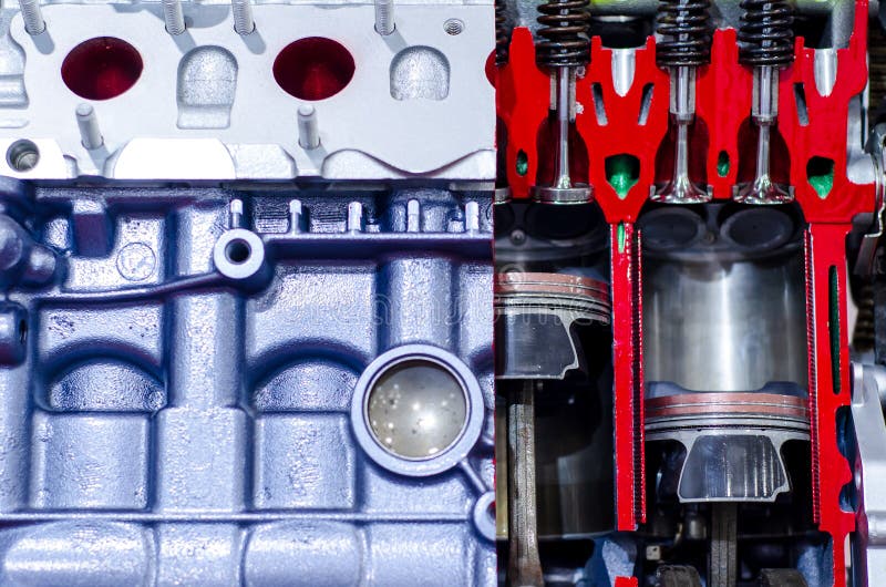 Close-up of Engine Piston and Cylinder Cross Section Stock Image ...