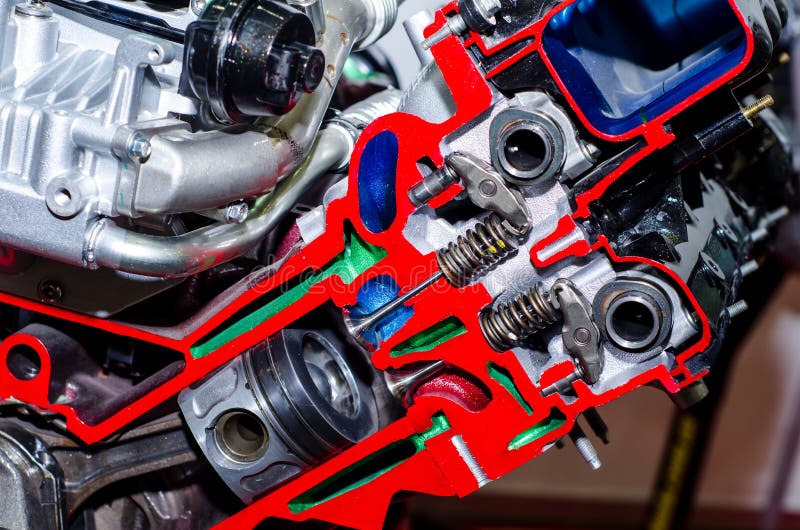 Close-up of Engine Piston and Cylinder Cross Section Stock Photo ...