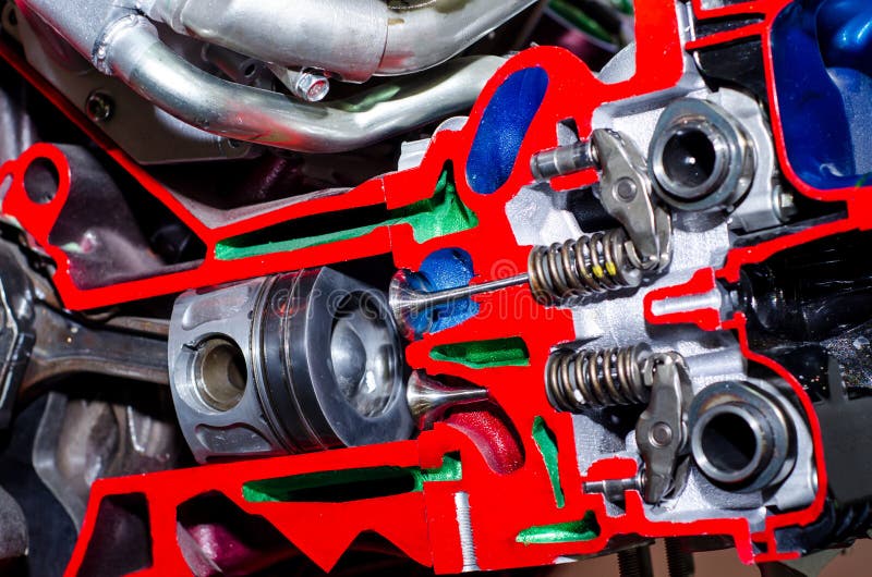 Close-up of Engine Piston and Cylinder Cross Section Stock Image ...