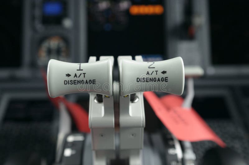 Close Up of Engine Power Control of an Aircraft Boeing 737 Stock Photo ...