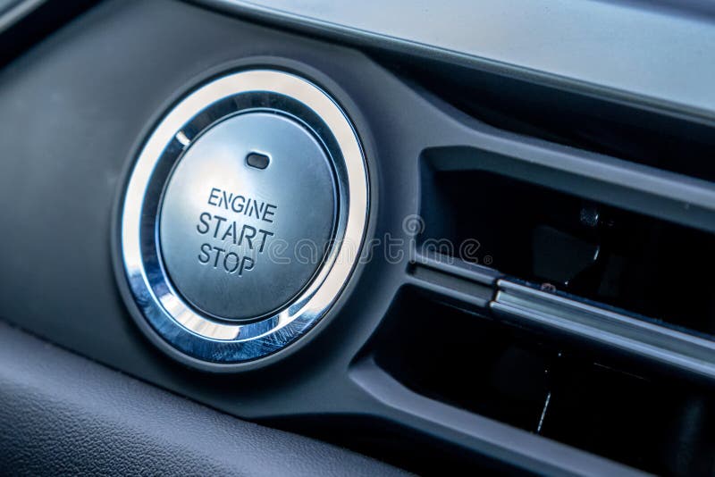 Engine Start Stop Button in Modern Car Close Stock Photo - Image of ...