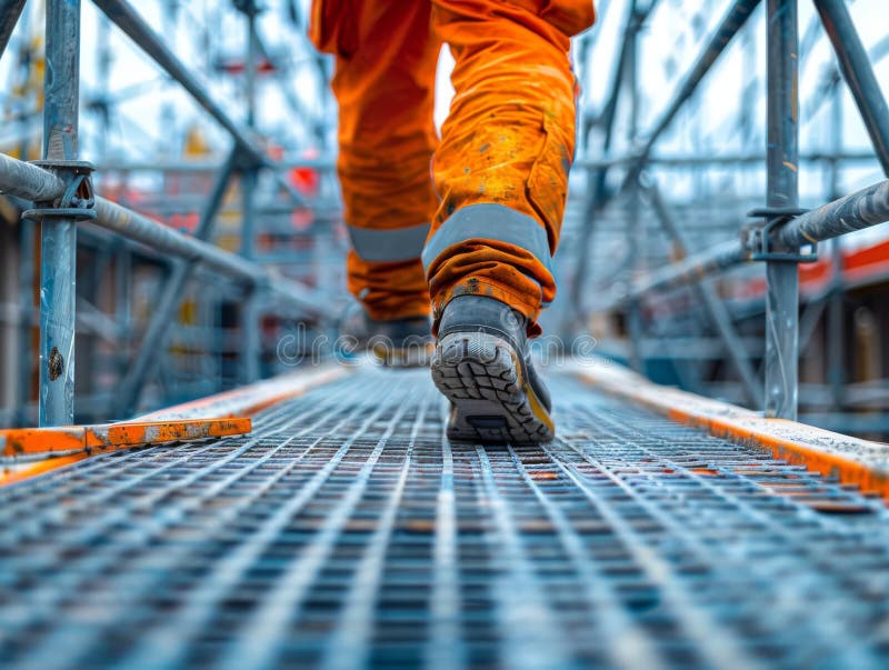 Close Up of Engineer or Worker Walking into Building Construction Work ...