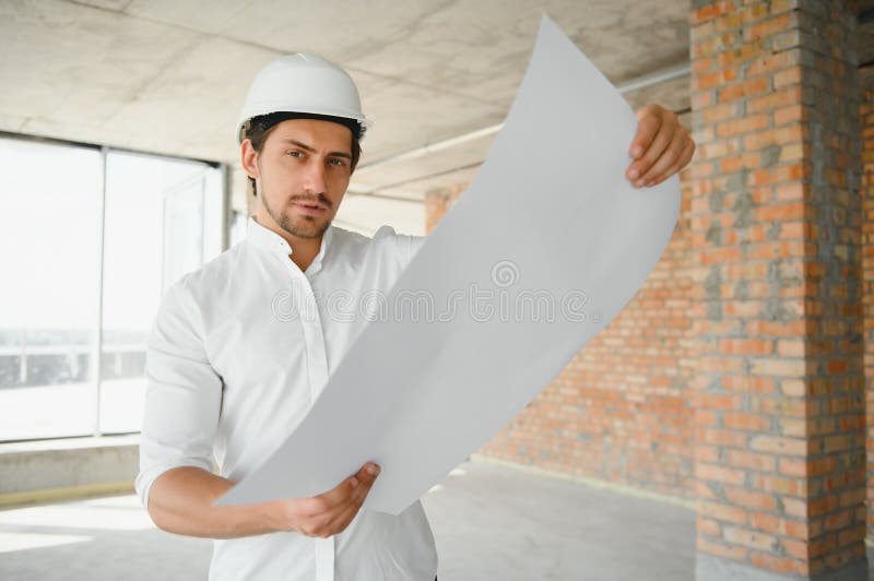 Close Up Engineers Working on a Building Site Holding a Blueprints ... Close Up Engineers Working on a Building Site Holding a Blueprints ...