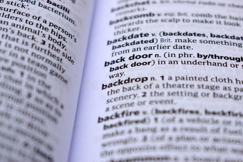 Close Up of English Dictionary Page with Definition Word -Backdrop ...