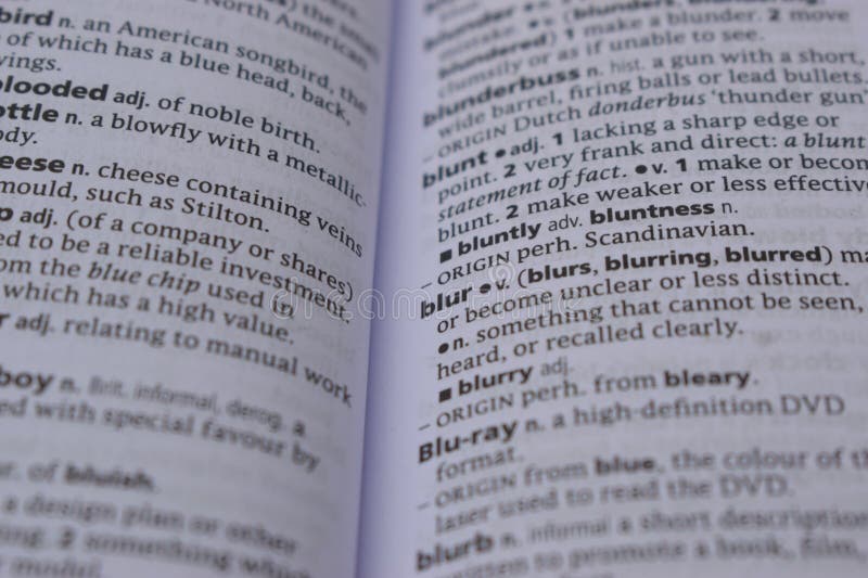 Close Up of English Dictionary Page with Definition Word -Blur Stock ...
