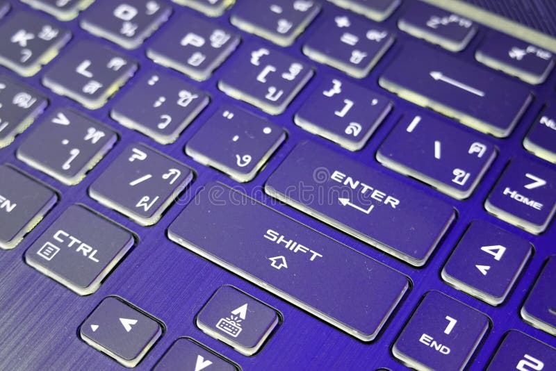 Close Up of English-Thai Language Black Computer Keyboard with Rgb ...