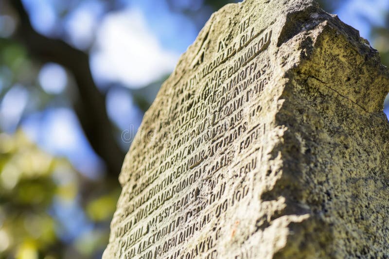 Close-up of Engraved Stone in a Minimalistic Natural Setting for Design ...