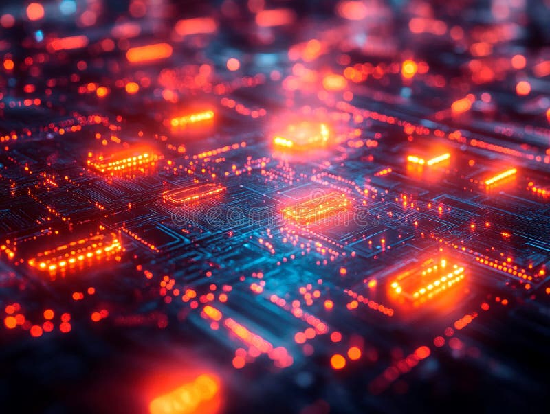 A Close-up, Enhanced Image of a Powered-on Motherboard, with Integrated ...
