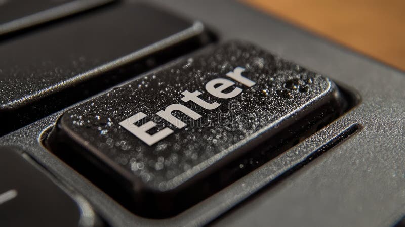 Close-up of Enter Key on a Keyboard with Dust Particles. Stock Photo ...