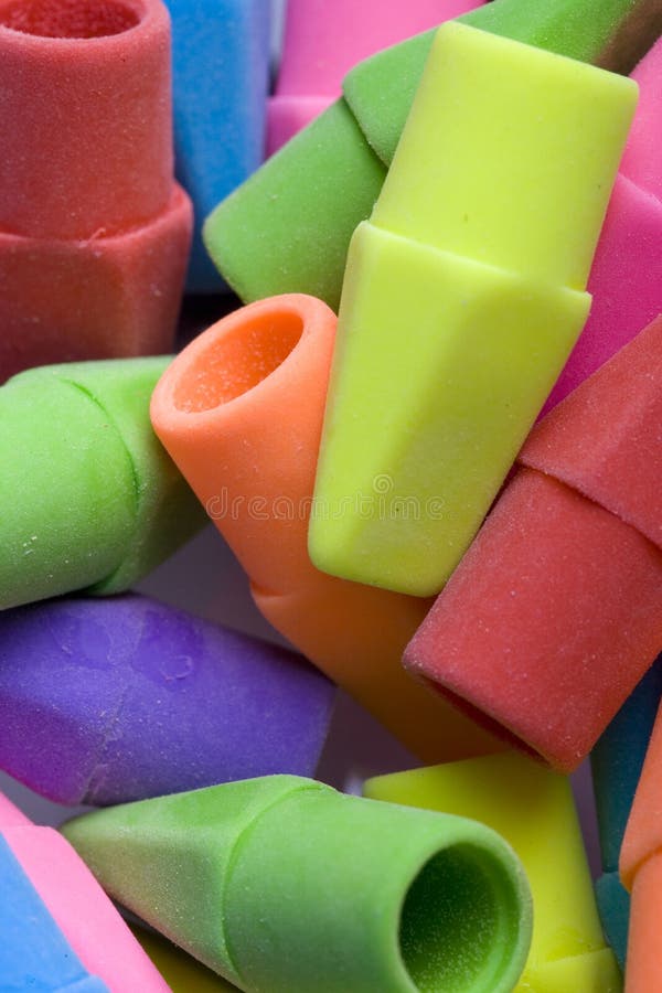 Close up of erasers. stock image. Image of green, colorful - 10619877