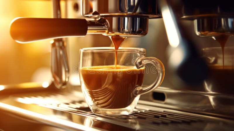 Close Up of Espresso Coffee by Using Coffee Machine Stock Illustration ...