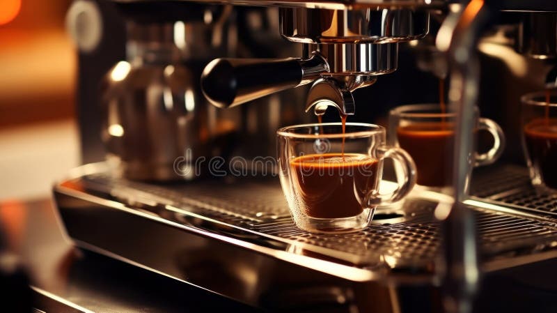 Close Up of Espresso Coffee by Using Coffee Machine Stock Illustration ...