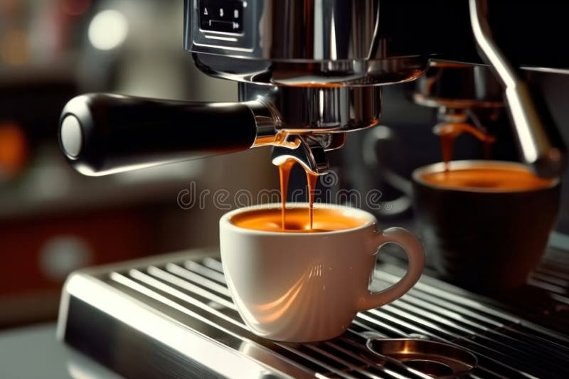 Close Up of Espresso Coffee by Using Coffee Machine Stock Illustration ...