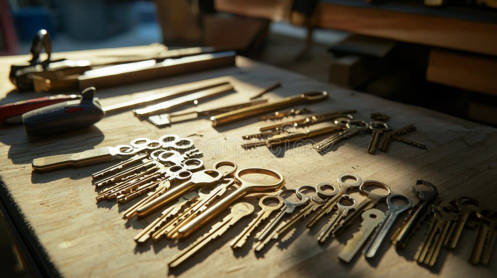 Close-up of Essential Locksmith Tools Including Pliers on Workshop ...