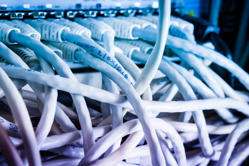 Close-up of Ethernet Cables and Switch Stock Photo - Image of ...