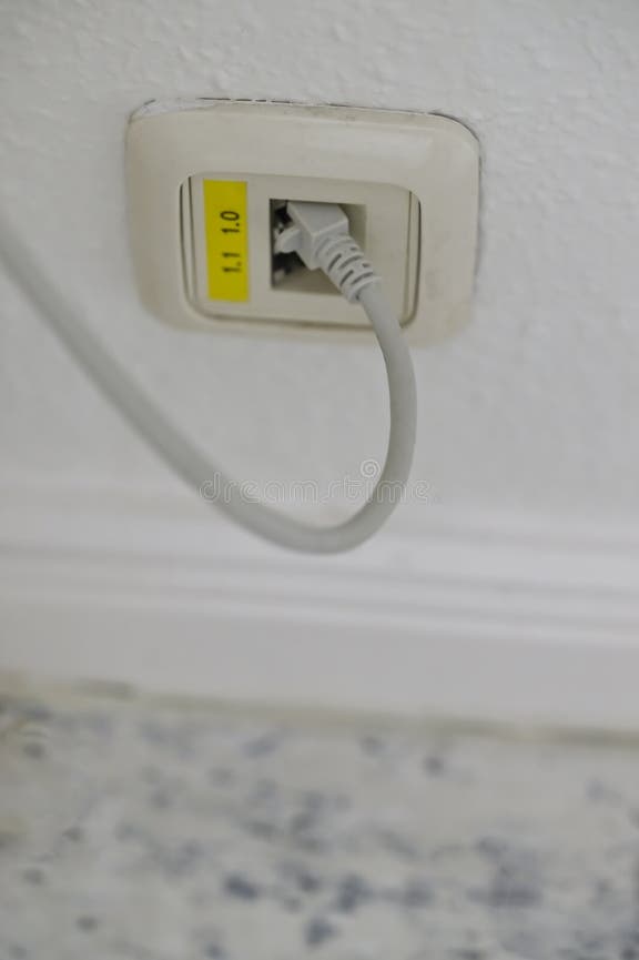 Close-up of Ethernet Wall Socket with Cable Stock Image - Image of ...