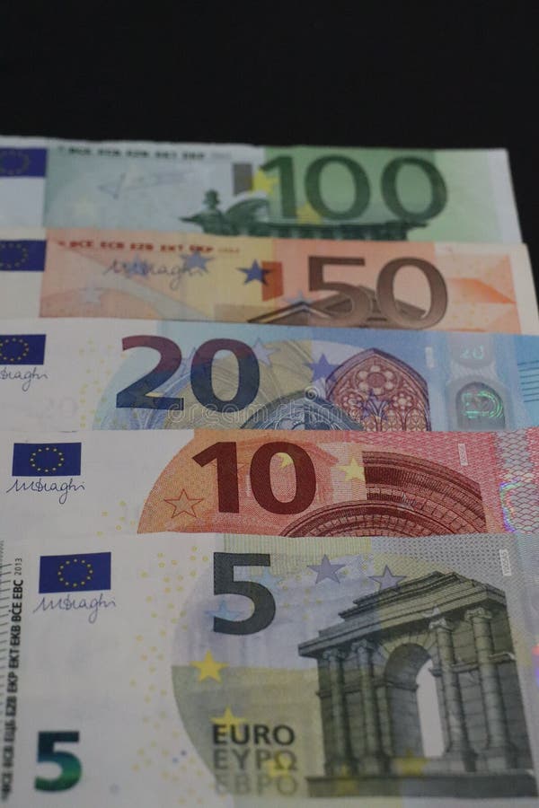 Close up of EUR banknotes stock photo. Image of exchange - 166947610