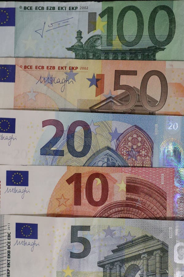 Close up of EUR banknotes stock photo. Image of report - 166947762