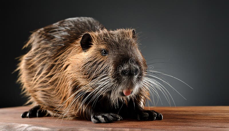 Close-Up Eurasian Beaver Portrait in a Dark Studio Setting Stock ...