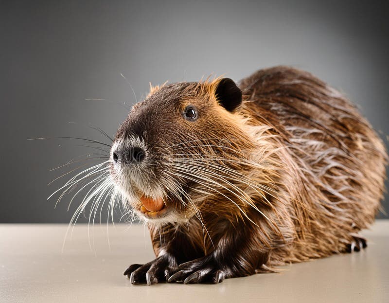 Close-Up Eurasian Beaver Portrait in a Dark Studio Setting Stock ...