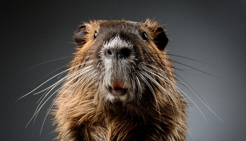 Close-Up Eurasian Beaver Portrait in a Dark Studio Setting Stock ...