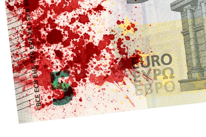 Close-up of a 5 Euro Bank Note, Stained with Blood Stock Image - Image ...