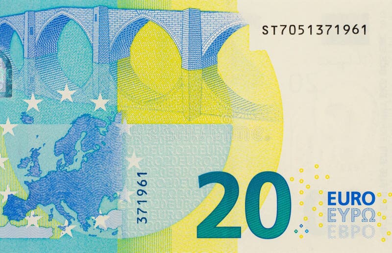 Close Up of 20 Euro Banknote.Back Side Stock Image - Image of euro ...