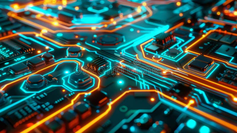Close Up of an Ev Battery Circuit with Neon Lights in Detail, Circuit ...