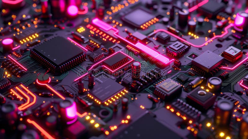 Close Up of an Ev Battery Circuit with Neon Lights in Detail, Circuit ...