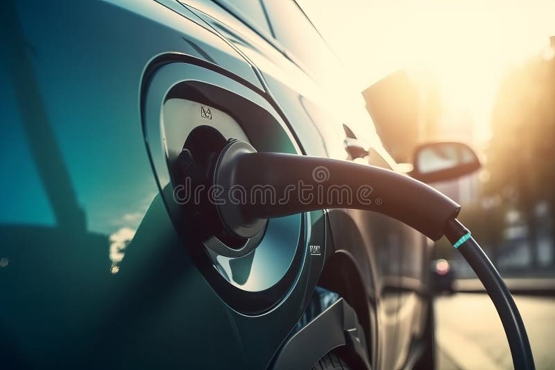 Close-up of an EV Charging Connector Charging an Electric Car AI ...