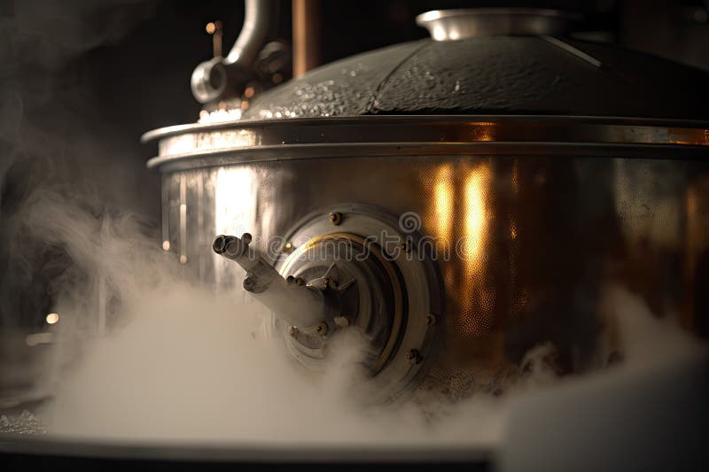 Close-up of Evaporator, with Steam Rising from Boiling Sap Stock ...