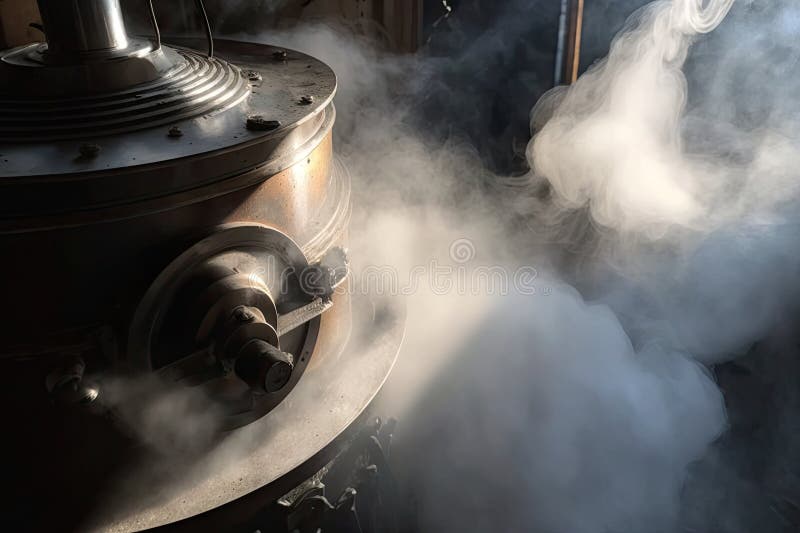 Close-up of Evaporator, with View of Steam Rising from the Boiling Sap ...