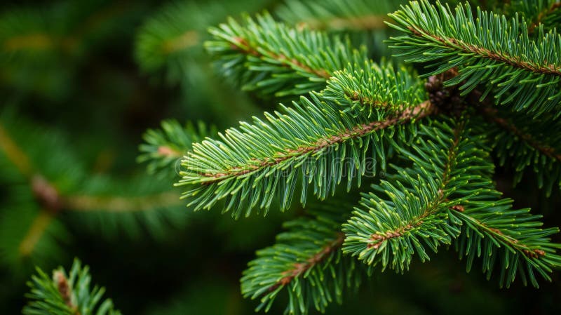 Close-up of Evergreen Tree Branch with Lush Green Needles Stock ...
