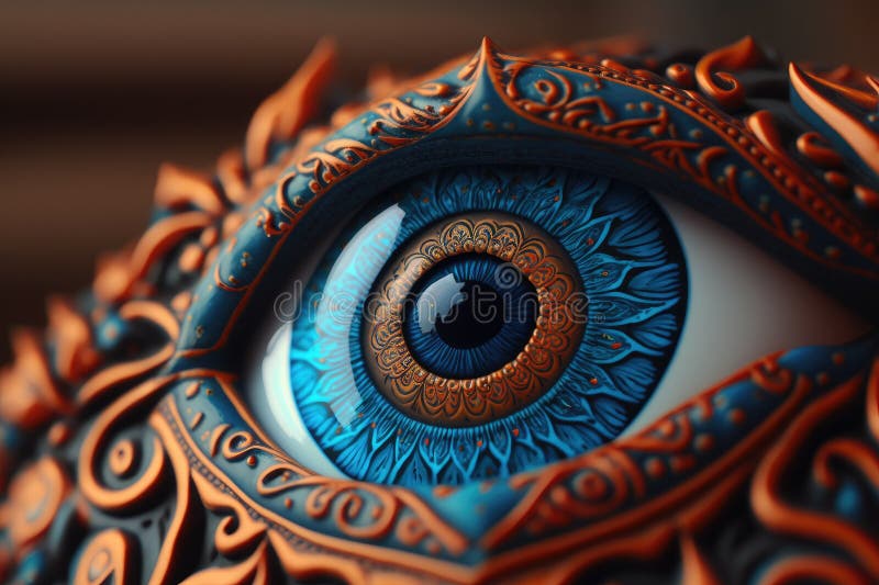 Close-up of Evil Eye, with Intricate Patterns Visible Stock ...