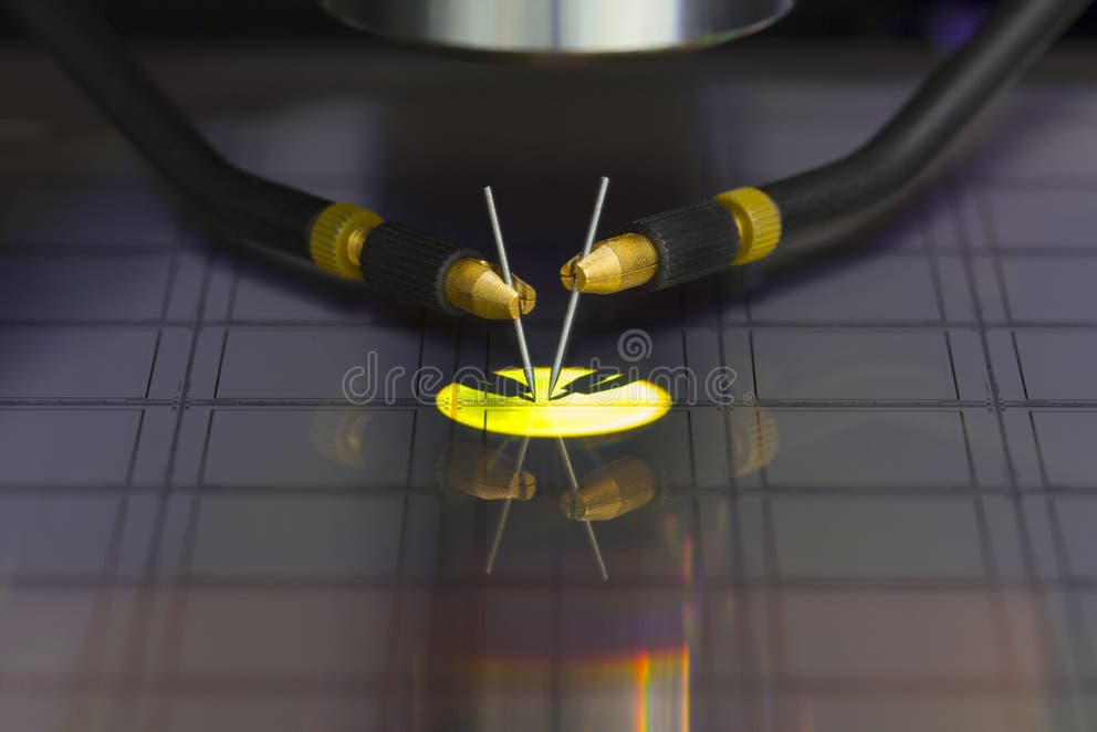 Close Up of Examining a Sample of Microchip Transistor with Probe ...